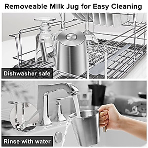 Secura Detachable Milk Frother, 17oz Electric Milk Steamer Stainless Steel, Automatic Hot/Cold Foam and Hot Chocolate Maker with 2 in 1 Function Whisks (Upgraded)