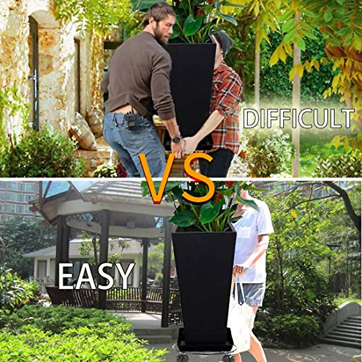 Plant Caddy with Wheels Heavy Duty, Metal Iron Large Potted Plant Stand Holder, Move Around Indoor Outdoor Garden Patio Flower Pot,Planter Adjustable Rolling Dolly Casters with Locking 13 Inch 2 Pack