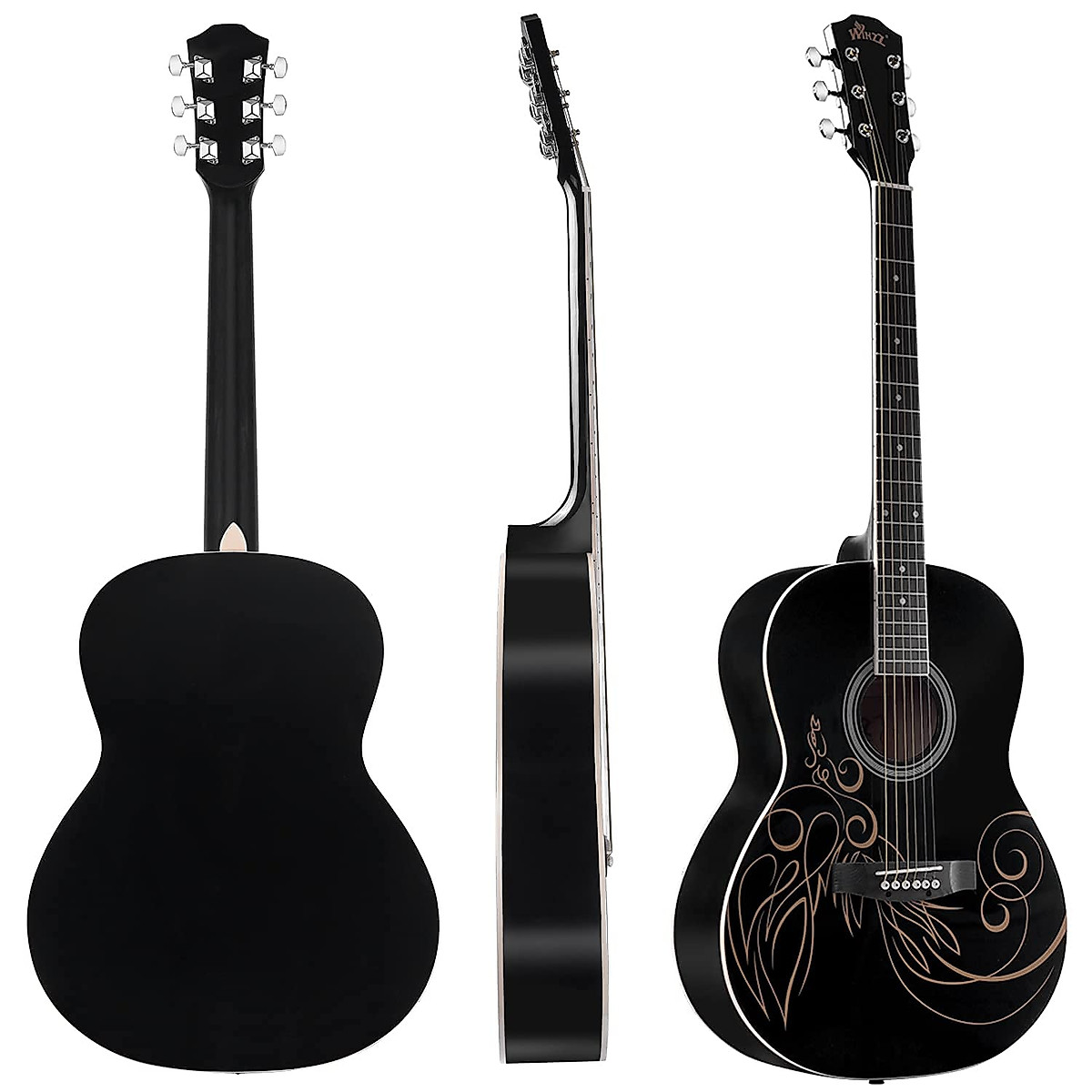 WINZZ AF227A 39 Inches Concert Acoustic Acustica Guitar with Full Kit, Delicate Vine