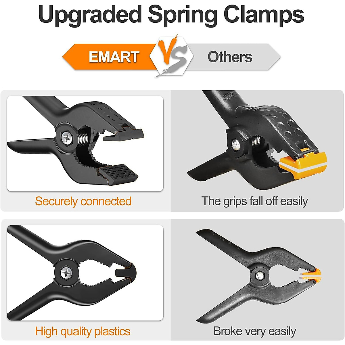 EMART 6 Pack Heavy Duty Muslin Spring Clamps, 4.5 inch Photo Booth Backdrop Clips for Photography Studio - Black