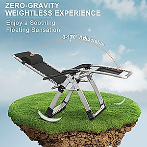 ABORON Zero Gravity Chair,Premium Outdoor Lawn Folding Lounge Chairs,Sturdy Adjustable Reclining Patio Chairs with Removable Cushion,Headrest & Tray