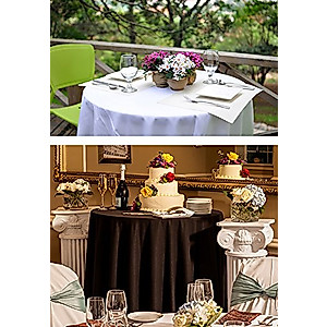 GEFEII Kitchen White Tablecloth 90 inch Round Tablecloths Solid Polyester Table Cloth for Wedding Party Restaurant Banquet Dining Buffet Table Picnic Decorations (Round-90 inch, White)