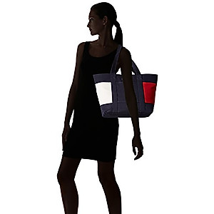 Tommy Hilfiger womens Canvas Tote Shoulder Handbag, Navy, One Size US