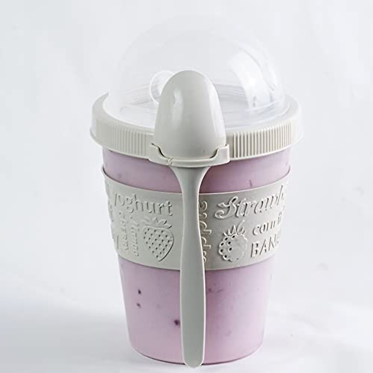 The Buybox 20 oz 4 Pcs Overnight Oats Container With Lid, Breakfast On The Go Cups, Take and Go Yogurt Cup with Topping Cereal or Oatmeal Container, Yogurt Container, Parfait Cups With Lids - 4 Colors