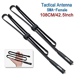 2 Pack 42.5-Inch Length ABBREE SMA-Female Dual Band 144/430Mhz Foldable CS Tactical Antenna for GMRS Radio Baofeng Walkie Talkie UV-5R UV-82 BF-888S BF-F8HP Ham CB Two Way Radio Transceiver(42.5in)