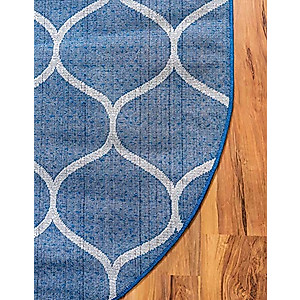 Unique Loom Trellis Frieze Collection Area Rug - Rounded (5' x 8' Oval, Navy Blue/ Ivory)