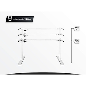 FEZIBO Height Adjustable Standing Desk Frame, Electric Standing Desk Legs for 43.4 inches to 62.9 Inches Desk Tops, Sturdy Stand up Desk Base for Workstation，White (Frame Only)