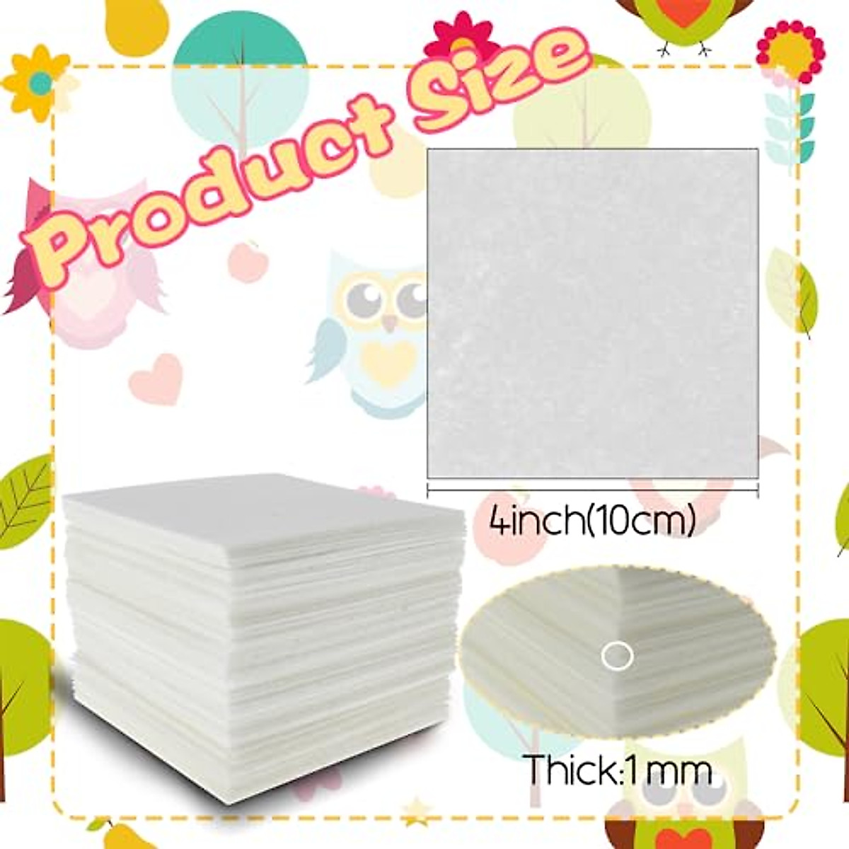 Lusofie 60Pcs White Felt Sheets 4"x4" Felt Squares 1mm Thick Felt Fabric Pre-Cut Felt Sheets for Crafts Patchwork Sewing DIY