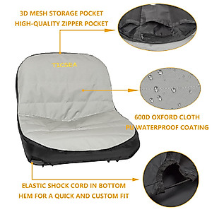 TICSEA Riding Lawn Mower Seat Cover,Waterproof Tractor Seat Cover fits Tractor Seat Backrests 13.5" - 16.5" H Without Armrests, Approx 18”W