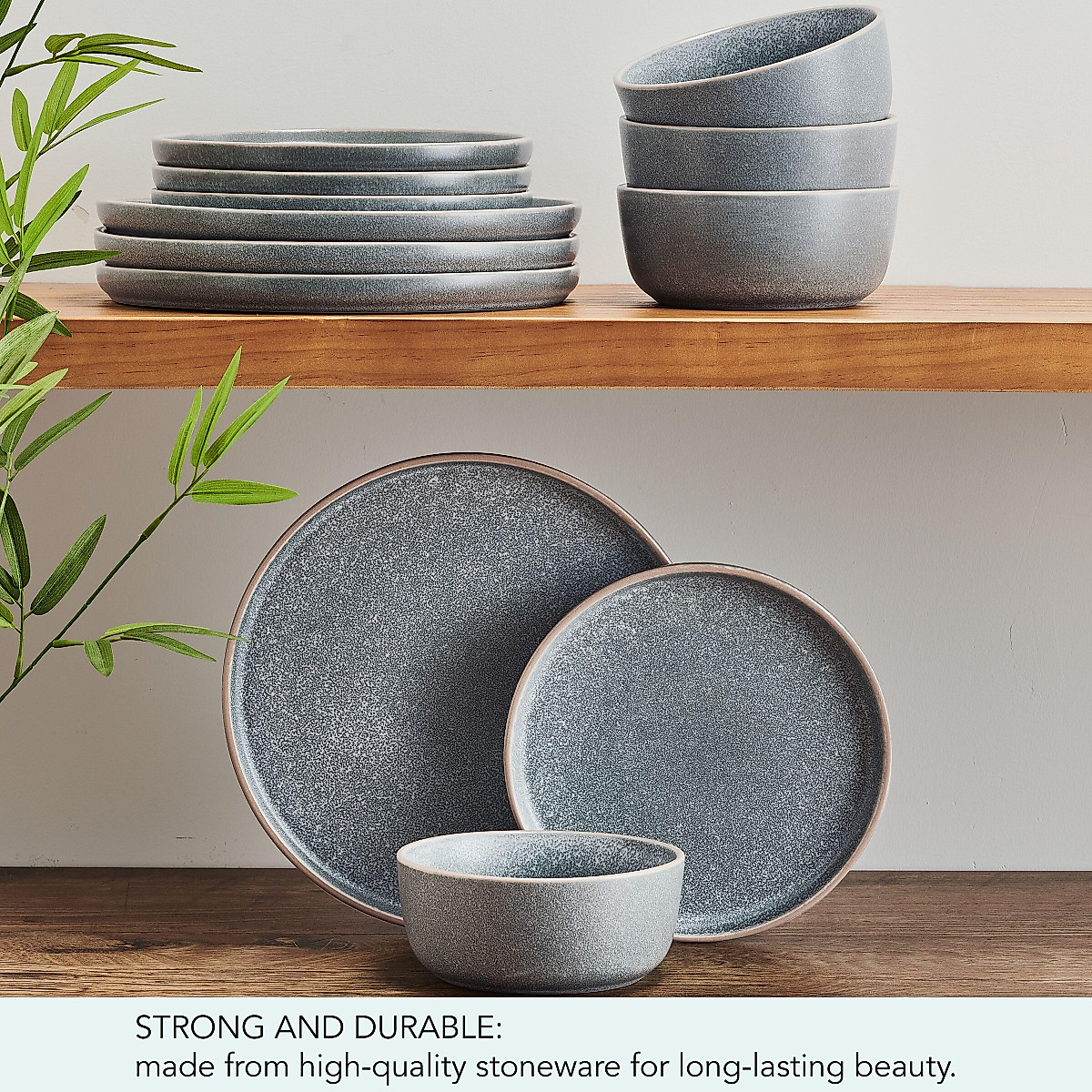 Pfaltzgraff Victoria 12 Piece Dinnerware Set, Servie for 4, Blue