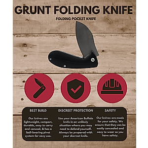 ABKT Grunt Elite Tactical Folding Hunting Skinning Pocket Knife – 2.75 Inch 8CR13MOV Stainless Steel Blade with 3 Inch G10 CNC Handle