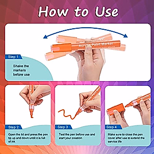 Betem Acrylic Paint Pens Paint markers for Rock Painting, Stone, Ceramic, Glass, Wood, Canvas. Premium Acrylic Paint Markers Art Supplies for Adults Kids DIY Crafts Making