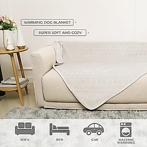 fuguitex Waterproof Dog Blanket Bed Cover Dog Crystal Velvet Moroccan Fuzzy Cozy Plush Pet Blanket Throw Blanket for Couch Sofa(40 * 60 inch, Cream+Beige)