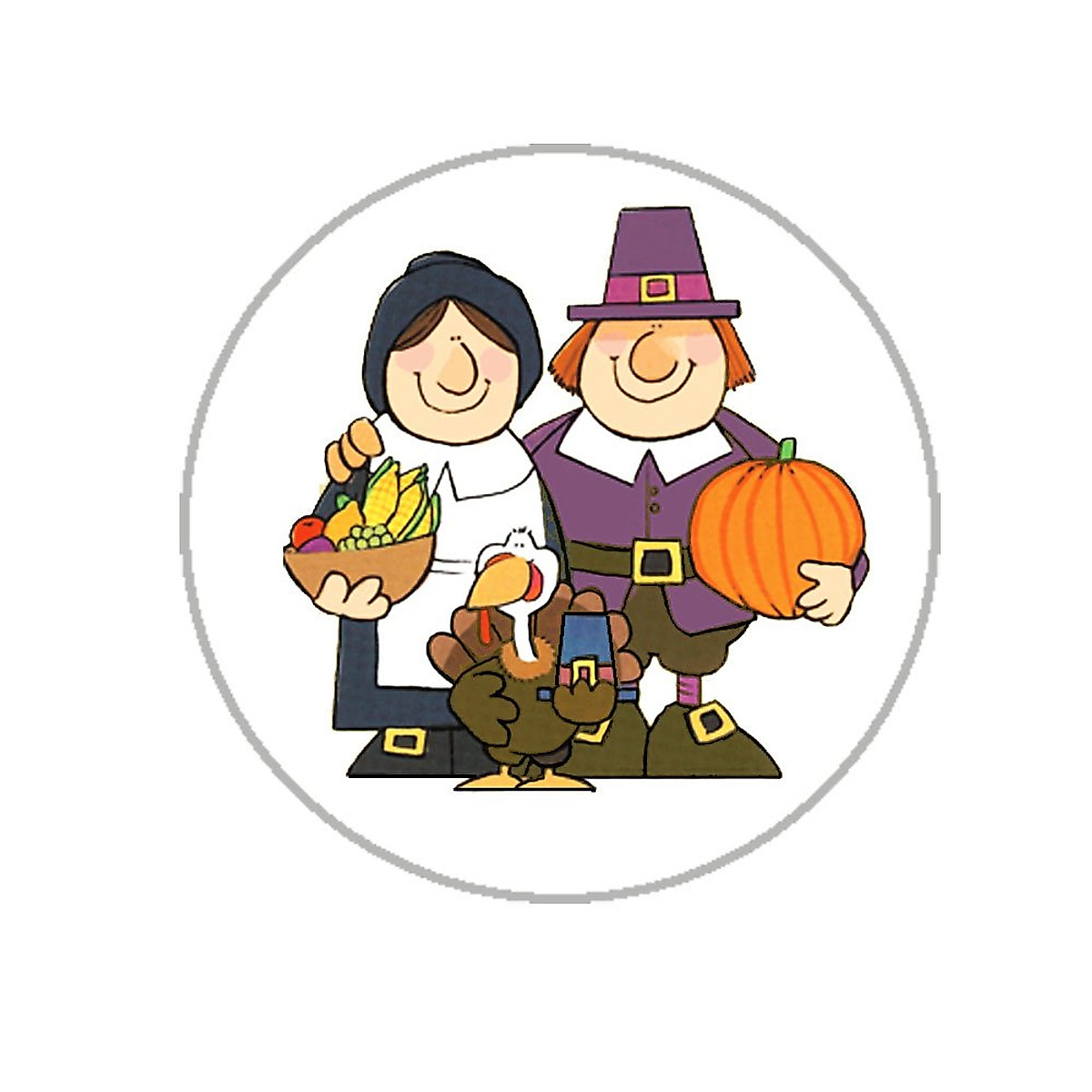 Assorted Thanksgiving Envelope Seals - 1.2" Fun Thanksgiving Stickers - 144 Stickers