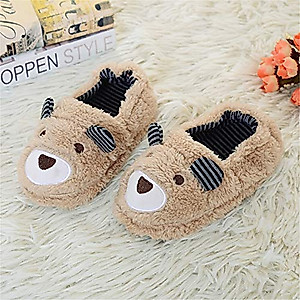 AyFUN Toddler Boy's Cartoon Bear Slipper Beige US 11-12