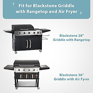SHINESTAR Griddle Cover for Blackstone 28in Rangetop & 36in Airfryer Combo Griddle, Heavy Duty Waterproof 600D Polyester Fabric Cover with Large Air Vent and Fastening Strap, Black