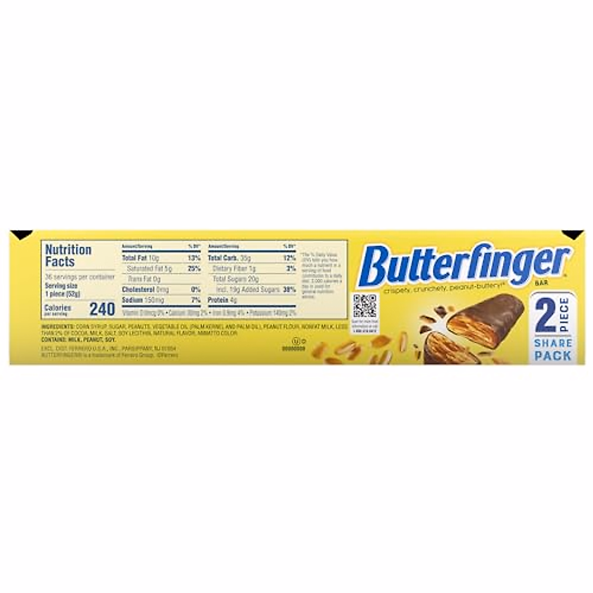 Butterfinger, Bulk 18 Pack, Chocolatey, Peanut-Buttery, Individually Wrapped Candy Bars, Share Pack, 3.7 oz Each