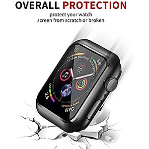 Smiling Case Compatible with Apple Watch SE 2023/Series 6/SE/Series 5/Series 4 40mm with Built in Tempered Glass Screen Protector,Overall Protective Hard PC Case Ultra-Thin Cover-Black