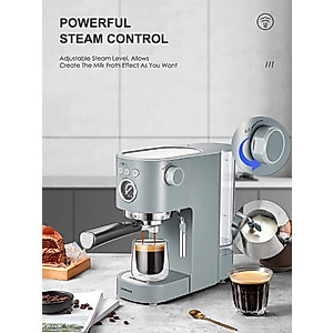 Ihomekee Espresso Machine Coffee Makers 15 Bar Cappuccino Machines with Milk Frother for Espresso/Cappuccino/Latte/Mocha (CM6927)