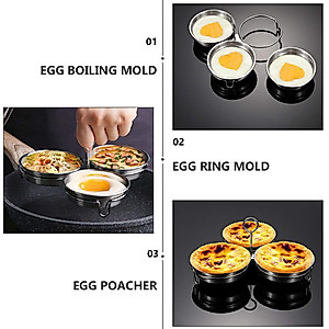 YARNOW 2pcs Stainless Steel Egg Poacher Pan 3 Poached Egg Cups for Poached Eggs Brunch Breakfasts Microwave Egg Poachers Kitchen Gadgets with Oil Brush