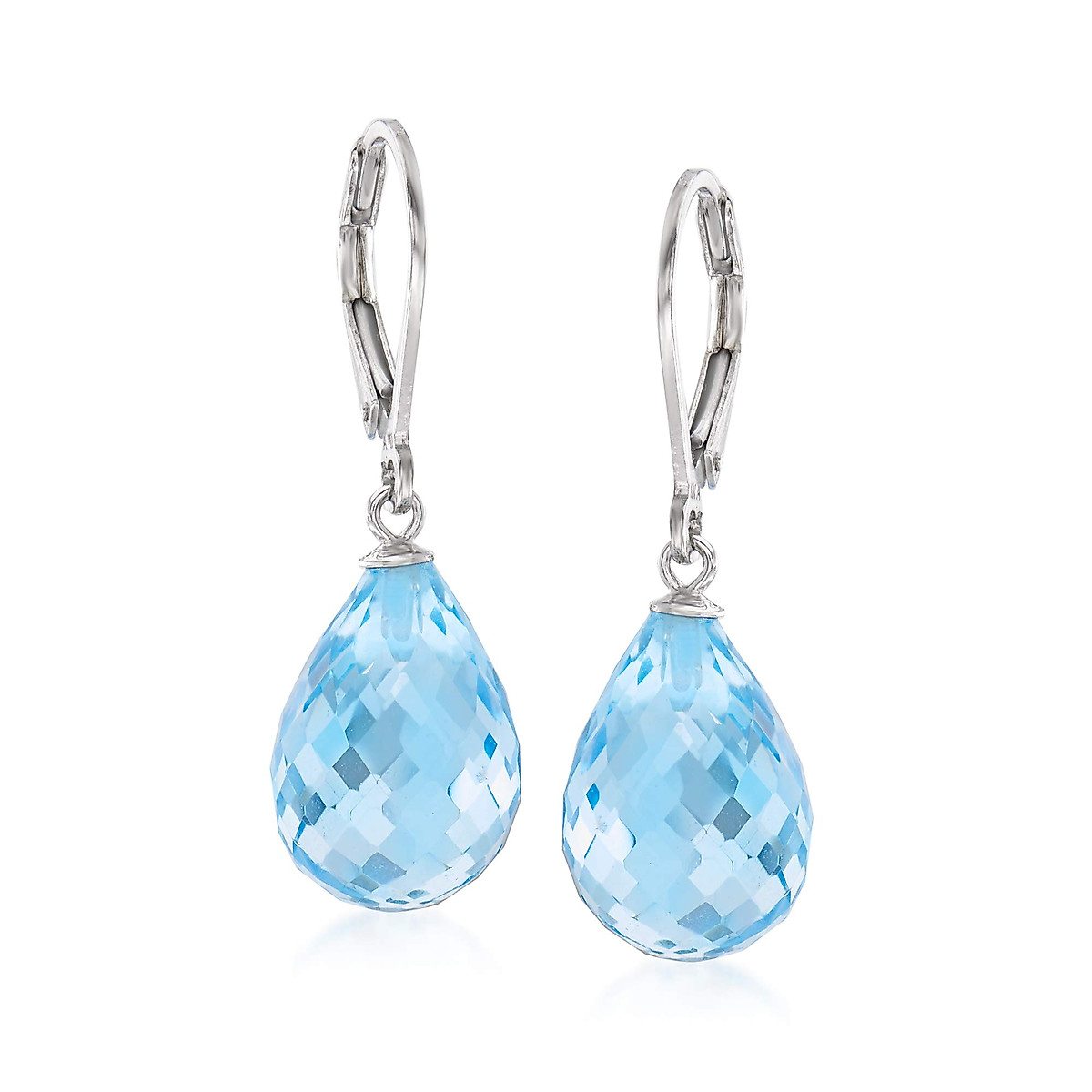 Ross-Simons 15.00 ct. t.w. Blue Topaz Drop Earrings in Sterling Silver