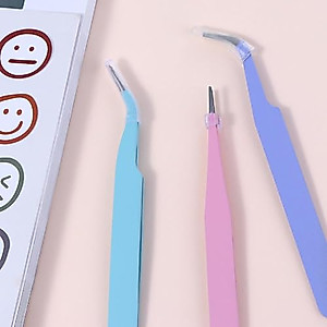 Stainless Steel Stickers Tweezers, Scrpabooking Tape Sticker Tweezers Journal Tool Tweezers for Beads, Sequins DIY Crafts(Elbow,blue)