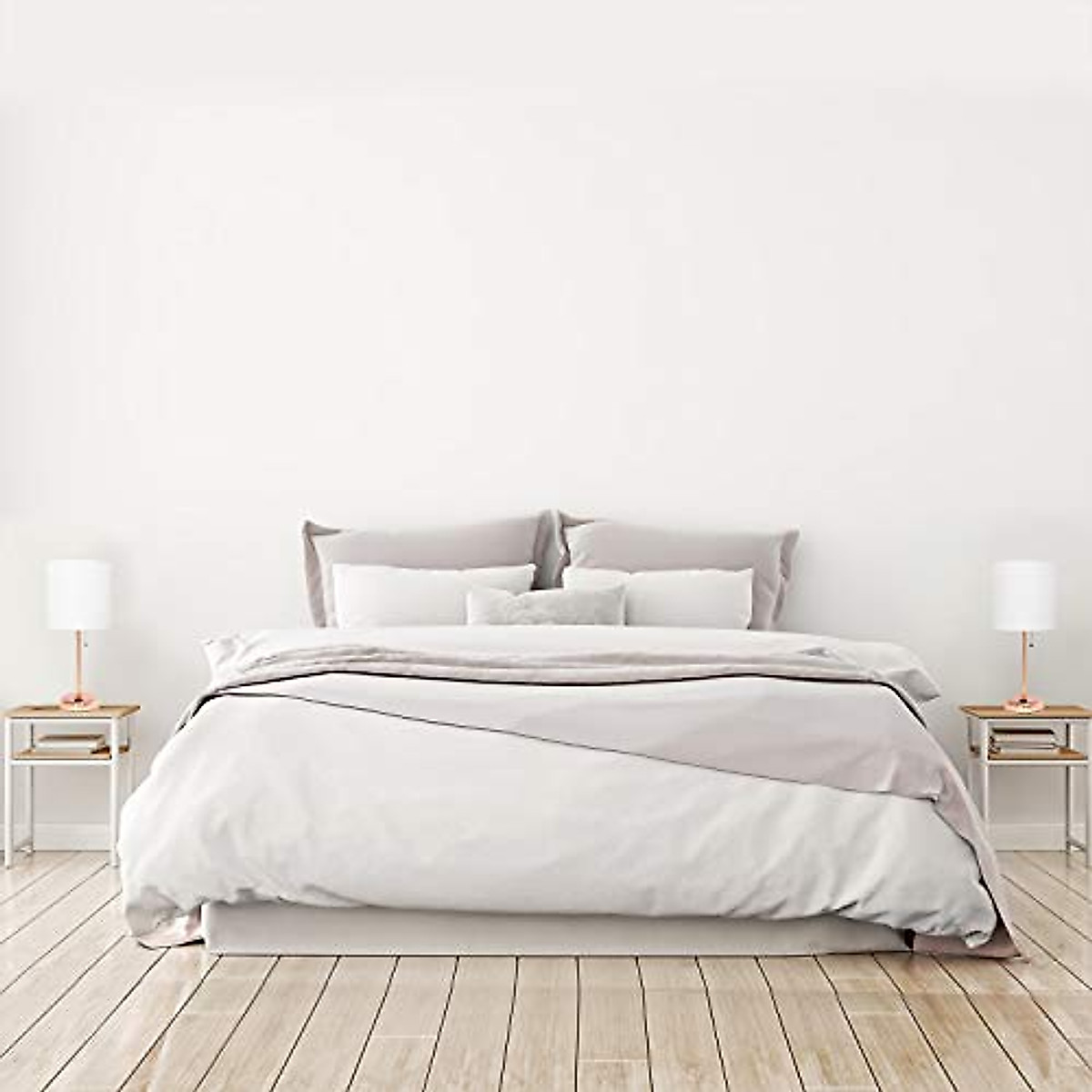 Limelights LC2002-RGD-2PK Rose Gold Stick Lamp with USB Charging Port and White Fabric Shade 2 Pack Table Desk Lamp Set