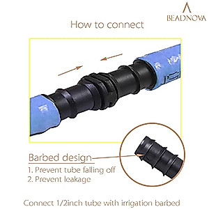 BEADNOVA Drip Irrigation Parts 10 Pcs 1/2 Inch Barbed Straight Couplings Drip Irrigation Fittings Drip Line Connectors for 1/2 Inch Irrigation Tubing Garden Watering System (10pcs)