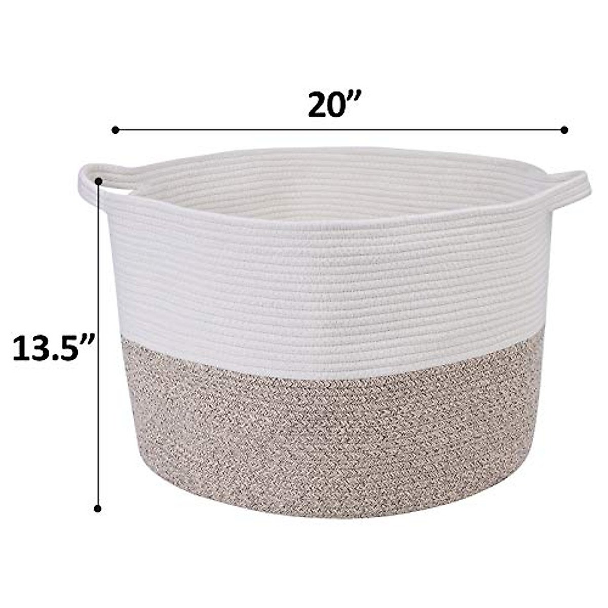 SAILARY Cotton Rope Woven Basket XX Large Size 20"x20"x13.5"- For Home Decoration, Baby Nursery Bins & Boxes Storage, Laundry and Organization Basket