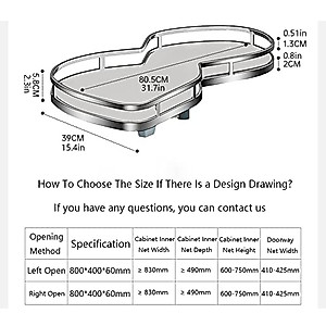 JayHumphrey Swing Left Blind Corner Cabinet Pull Out Organizer for 36 Inch Cabinet, 2 Tier Kitchen Cabinet Swing Tray for Corner Cabinet Blind Shelf - Soft Close - Left Open