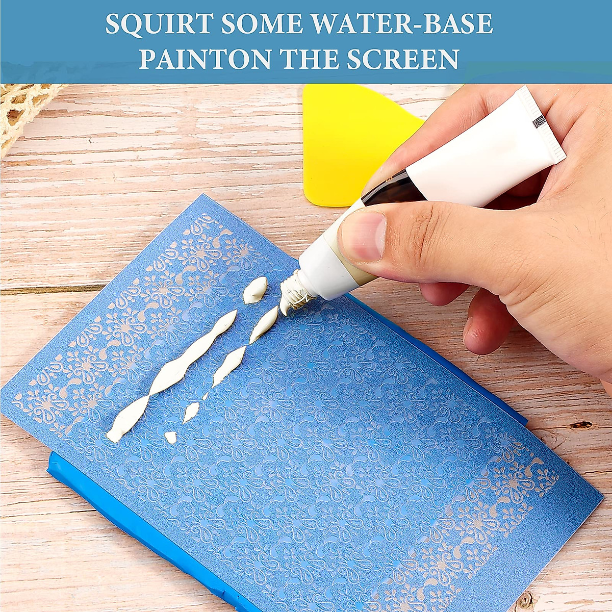 Caydo Silk Screen Stencils for Polymer Clay, 12 PCS Reusable Silkscreen Print with 2 Squeegee, Working with Clay Earrings Cutters for Printing on Clay Earrings Decoration(6 x 3.8 inch)