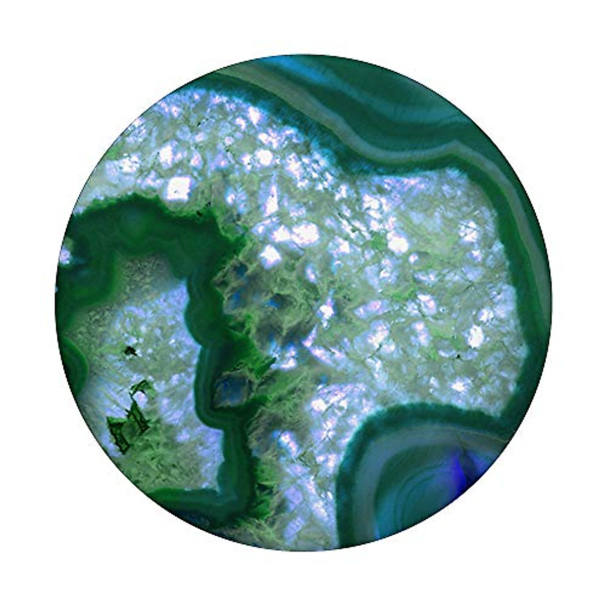 Elegant Blue Green Agate Geode PopSockets PopGrip: Swappable Grip for Phones & Tablets