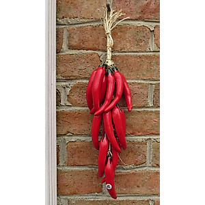 Generic Ceramic Talavera Red Chile Pepper - 15 in Red Chiles - Beautiful Mexican Handmade - Individually Unique - Red Chili Pepper Decorations - Pepper String - Red Chili Décor