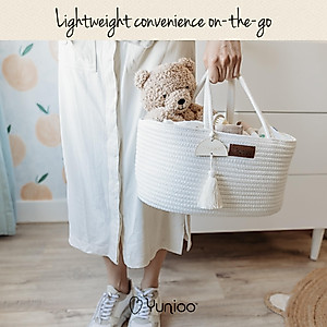 Yunioo Diaper Caddy Organizer│Changing Table Nursery Organizer│Diaper Storage for Car & Travel│Sturdy Tote Bag for Diapers and Wipes│Toys Bag│Baby Changing Basket│Brick