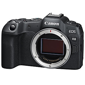 Canon EOS R8 Mirrorless Camera Body + 128GB Pro Speed Memory + EF-RF Lens Adapter + Led Video Light + DME 100 Microphone +Case + Tripod + Software Pack-Video Bundle