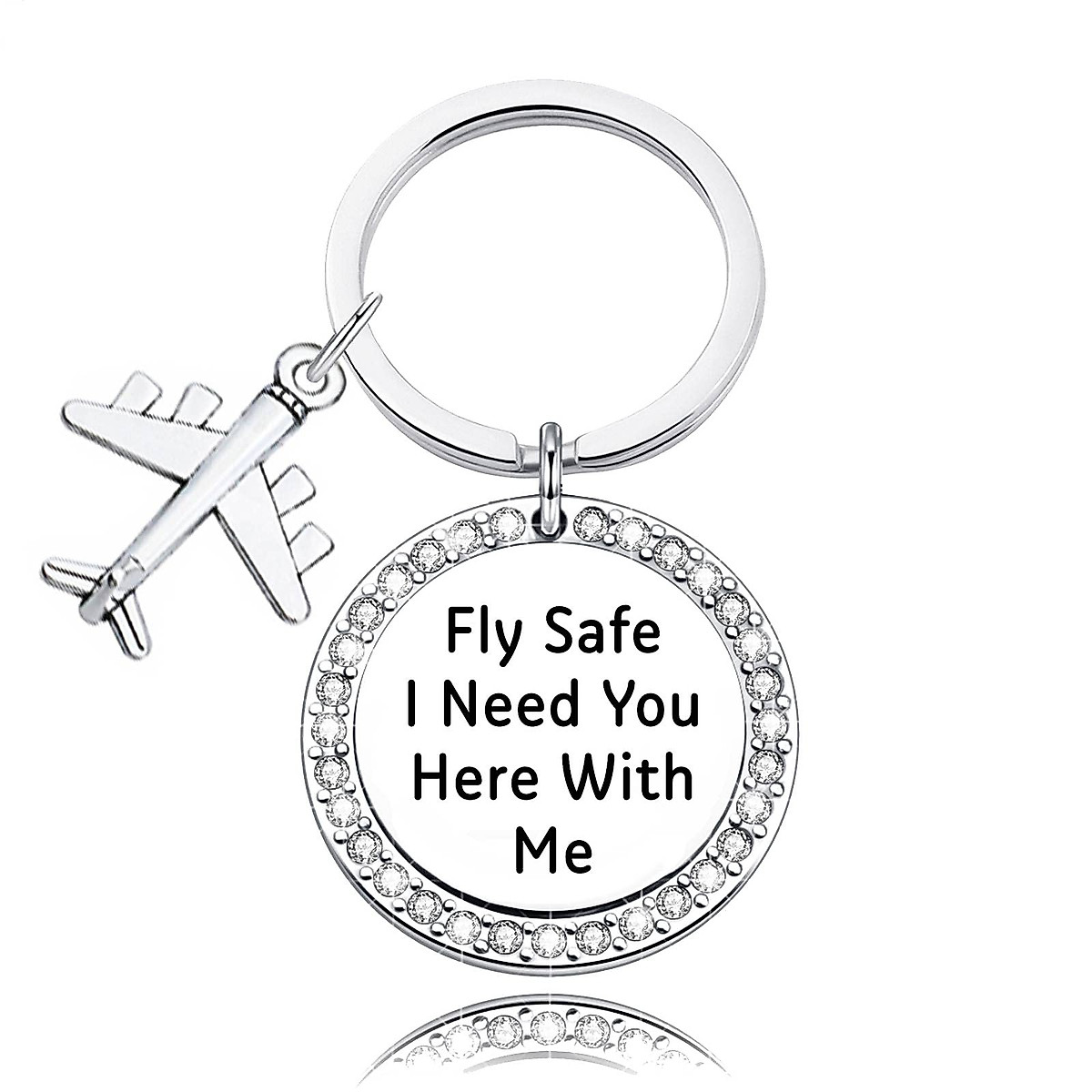 WFSJRED Fly Safe Keychain Pilot Gifts Long Distance Gift Fly Safe I Need You Here With Me Keychain Flight Staff Airline Worker Gift (Fly Safe KS)