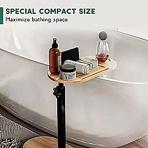 Bathtub Tray, Bamboo Bath Tray, Freestanding Bath Caddy Tray for Tub Against Wall, Adjustable Height, for Couples Wedding Gifts for Her Mom