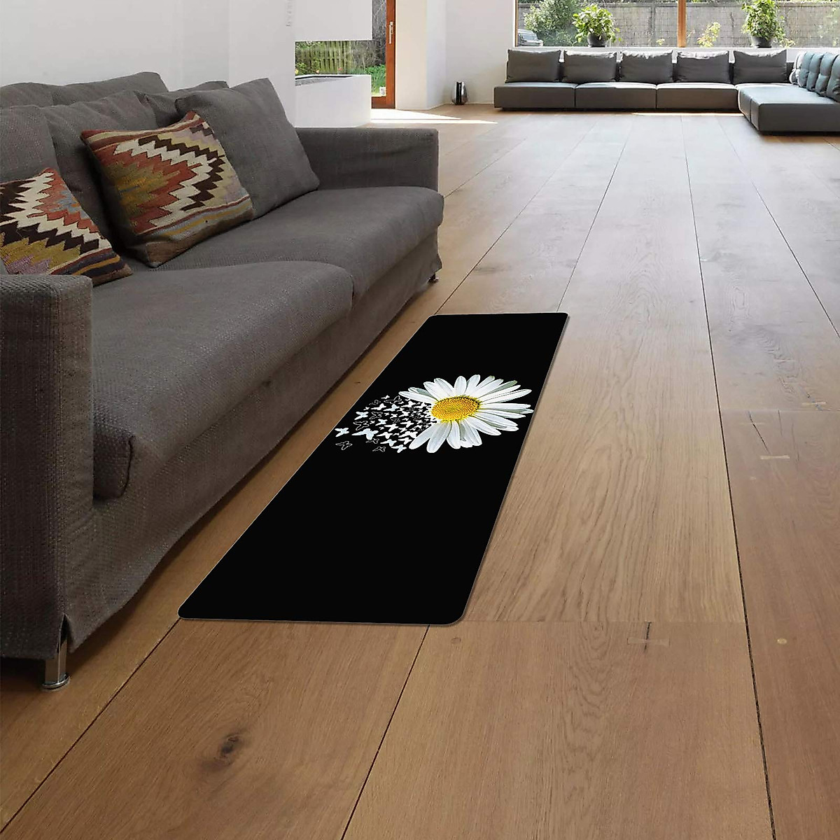 White Daisy Kitchen Mat Set of 2, Anti Fatigue Comfort Floor Mats for Kitchen Living Room Laundry Waterproof Non Skid Standing Rug Set, Butterfly Petals