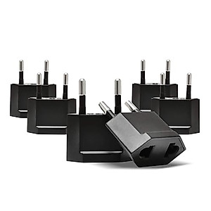 Ceptics USA, Canada to European Plug Adapter - Type C Adapter compatible in Europe, Canada to European travel plug adapter Ideal for Phones, Camera & more - CE Certified - RoHS Compliant - 6 Pack