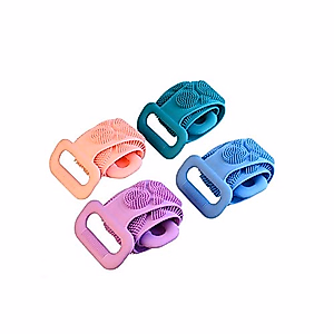 Silicone Body Scrubber,Bath Body Brush for Shower,Exfoliating Dual Side Scrubby Buddy,New Version 2020 Easy to Clean Long Hygienic Washer for Men and Women,Deep Cleaning Massage Scrubbers (Pink)