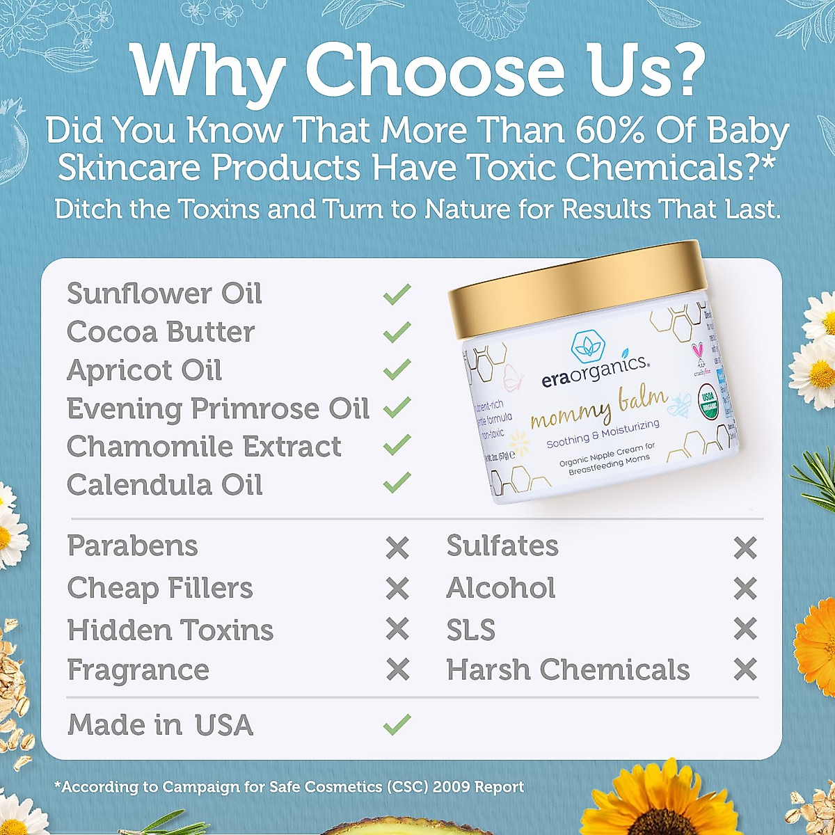 Era Organics Baby Moisturizing Cream - Soothing and Nourishing with Calendula, Cocoa Butter, Rosemary, Plus More - Safe for Sensitive Skin Made in The USA 2 oz