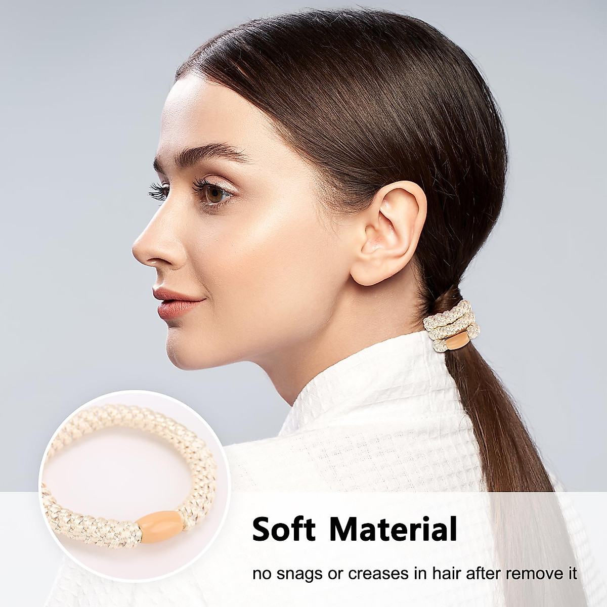 FORENEE Hair Ties No Damage - 30PCS Ponytail Holders - Elastic Hair Ties for Thick Hair - Braided Hair Bands for Women Girls's Hair - Black (Mix)