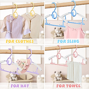 40 Pack Baby Hangers for Nursery Closet, Adjustable Non-Slip Kids Baby Clothes Hangers Toddler Infant Pants Hangers with Windproof Buckles for Baby Girls Boys Childrens Newborn Organizer, 11-14"