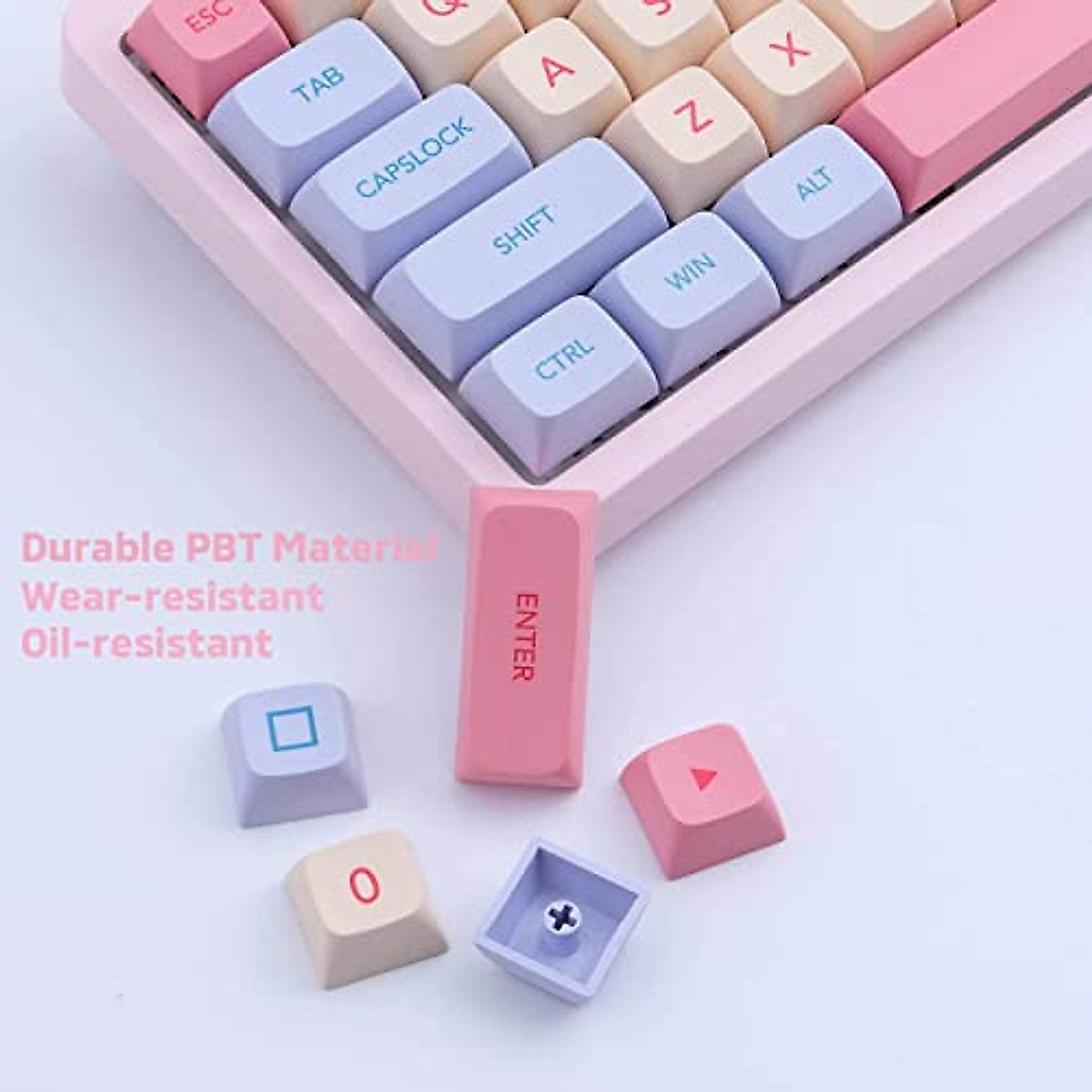 Hyekit PBT Keycaps 132 Keys Marshmallow Keycaps Dye-Sublimation Cute Keycaps XDA Profile Custom Keycaps for Cherry Gateron MX Switches Mechanical Keyboards
