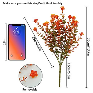 Uieke 6 Bundles Artificial Fall Flowers UV Resistant No Fade Faux Autumn Plants Fake Indoor Outdoor Greenery for Garden Wedding Party Home Sidewalk Trim Outside Hanging Planter Décor Autumn Orange