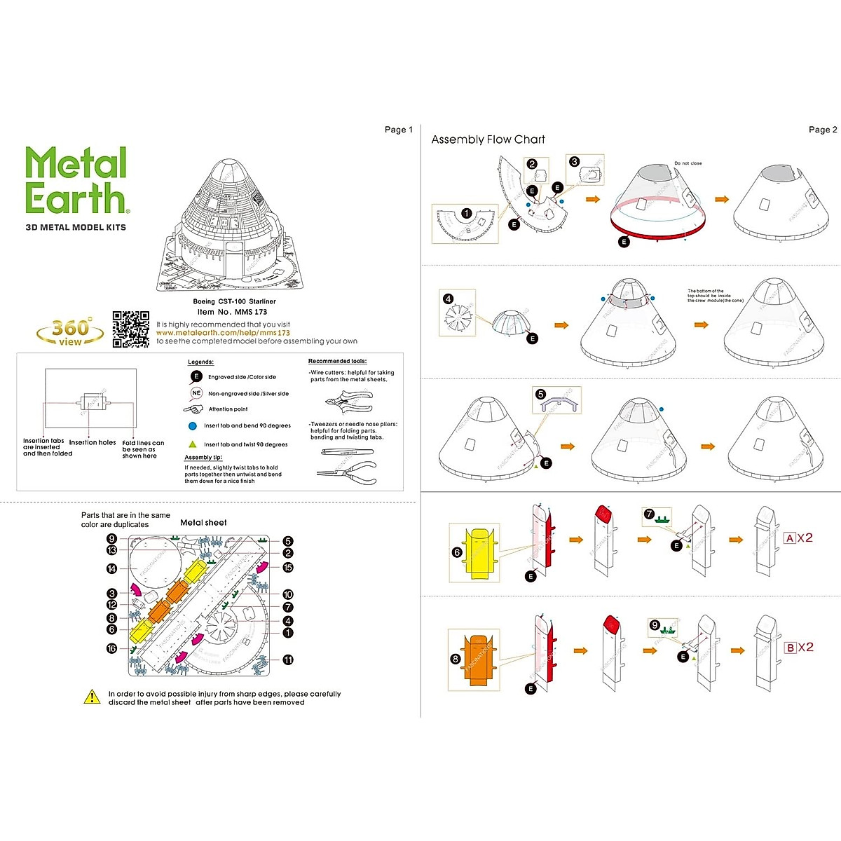 Metal Earth Boeing CST-100 Starliner 3D Metal Model Kit Bundle with Tweezers Fascinations