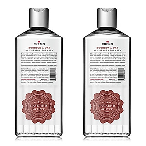 Cremo Rich-Lathering Bourbon & Oak Body Wash, A Sophisticated Blend of Distillers Spice, Fine Bourbon and White Oak, 16 Fl Oz (2-Pack)