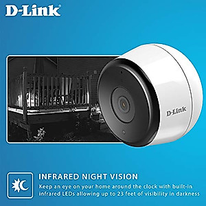 D-Link Outdoor Security Camera Wireless, Day Night Vision Home Surveillance Network System in Full HD (DCS-8600LH/LT-US) White