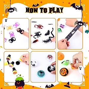NatuBeau 228 Pcs Halloween Party Favors for Kids, Non-Candy Halloween Treat Bag Fillers, 12 Pack Gloves Trick or Treat Toys in Bulk, Halloween Gifts for Classroom Prizes Halloween Party