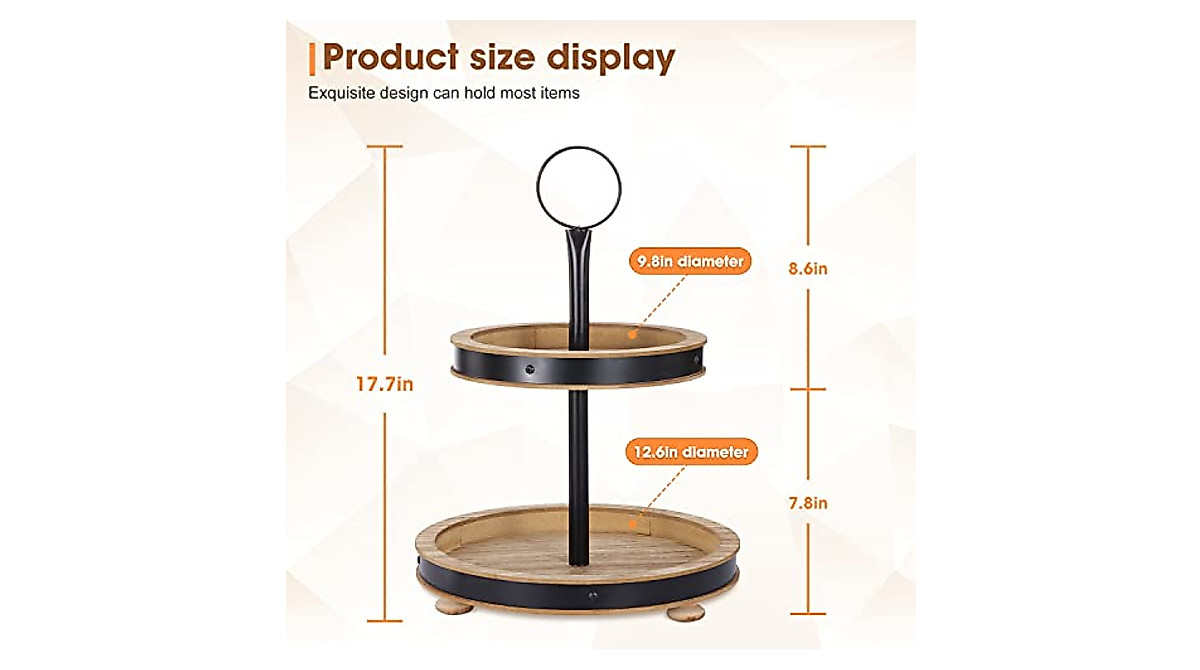 Urban Deco Wood Tiered Tray - Stylish Farmhouse Serving Stand